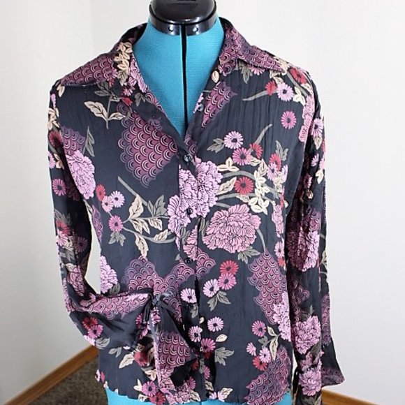 Apostrophe | Tops | Apostrophie Black Floral Blouse Size Ps Sheer ...